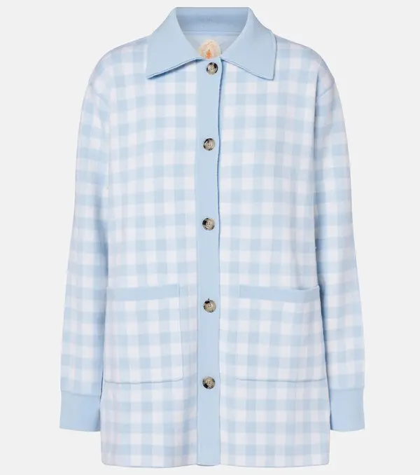 Jardin Des Orangers Gingham Wool And Cashmere Cardigan - Blue