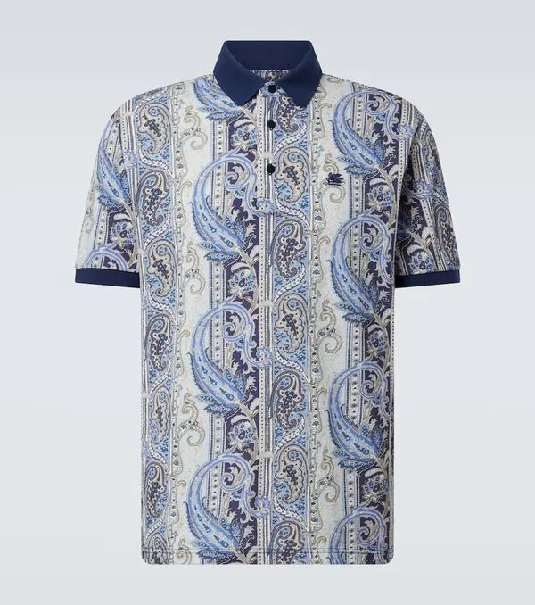 Etro Paisley Cotton Polo Shirt - Blue