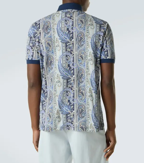 Etro Paisley Cotton Polo Shirt - Blue