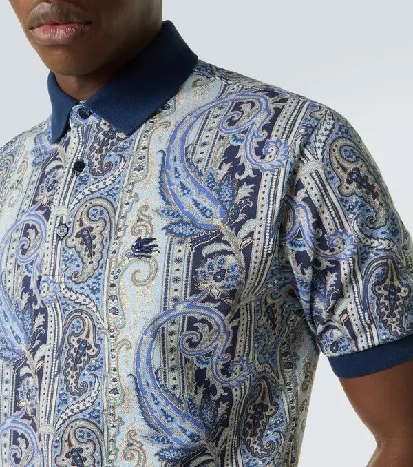 Etro Paisley Cotton Polo Shirt - Blue