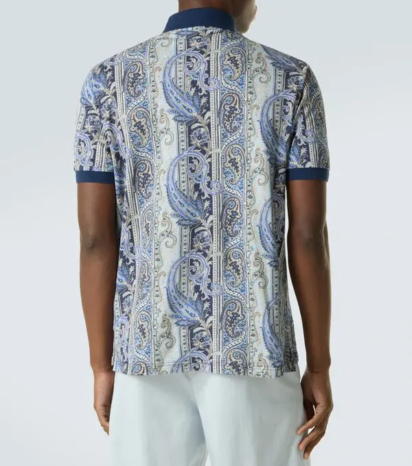Etro Paisley Cotton Polo Shirt - Blue