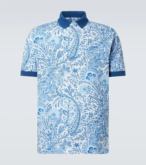 Etro Paisley Cotton Polo Shirt - Blue