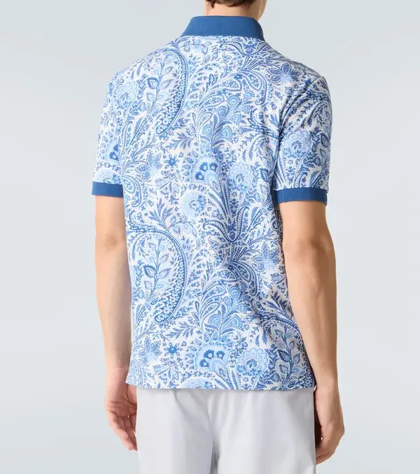 Etro Paisley Cotton Polo Shirt - Blue