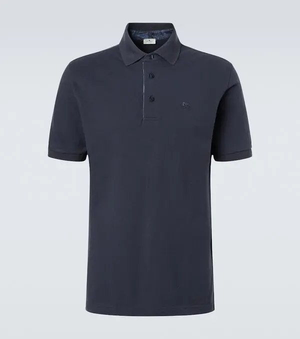 Etro Pegaso Cotton Polo Shirt - Blue