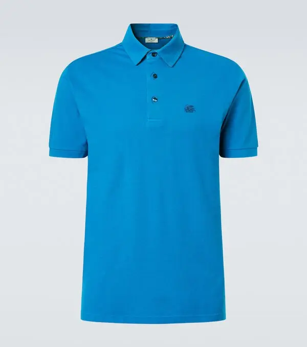 Etro Pegaso Cotton Polo Shirt - Blue