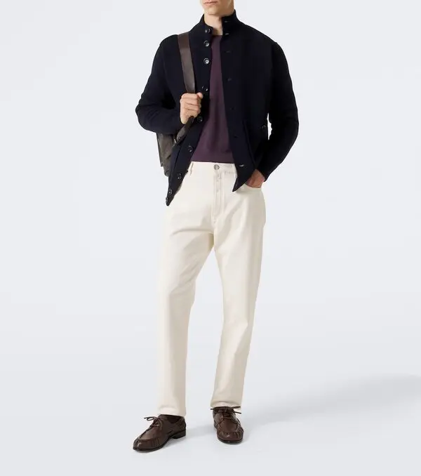 ALLUDE Wool And Cashmere Buttoned Jacket With Ribbed Cuffs And Hem - Blue