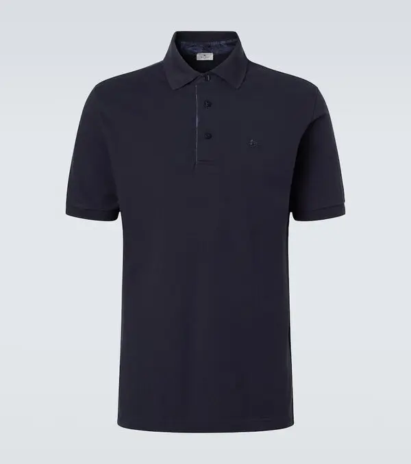 Etro Pegaso Cotton Polo Shirt - Blue