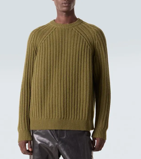 ALLUDE Ribbed-knit Wool And Cashmere Sweater - Green