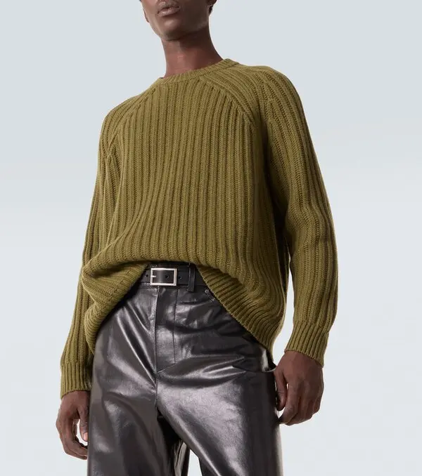 ALLUDE Ribbed-knit Wool And Cashmere Sweater - Green