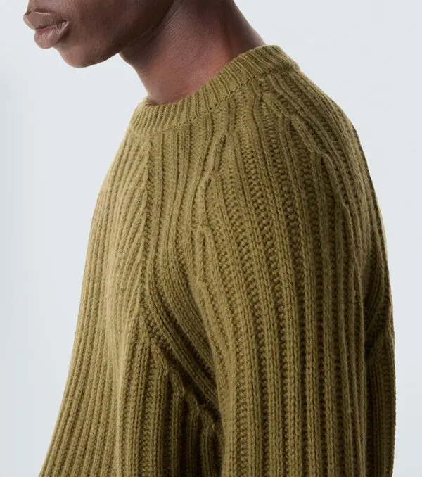 ALLUDE Ribbed-knit Wool And Cashmere Sweater - Green