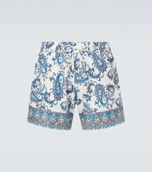 Etro Paisley Print Swim Trunks - Blue