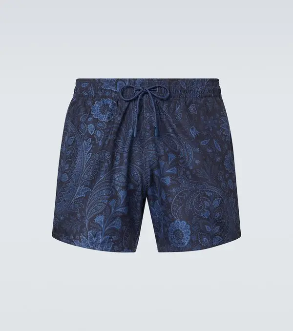 Etro Paisley Print Swim Trunks - Blue