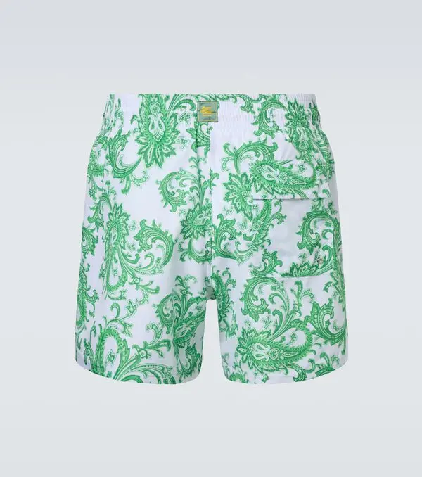 Etro Paisley Print Swim Trunks - Green