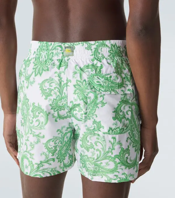 Etro Paisley Print Swim Trunks - Green