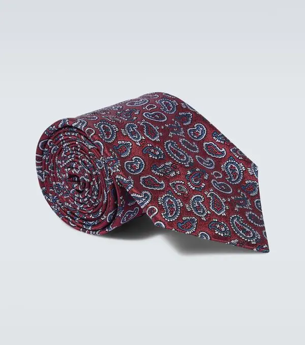 Etro Paisley Silk Twill Jacquard Neck Tie - Burgundy