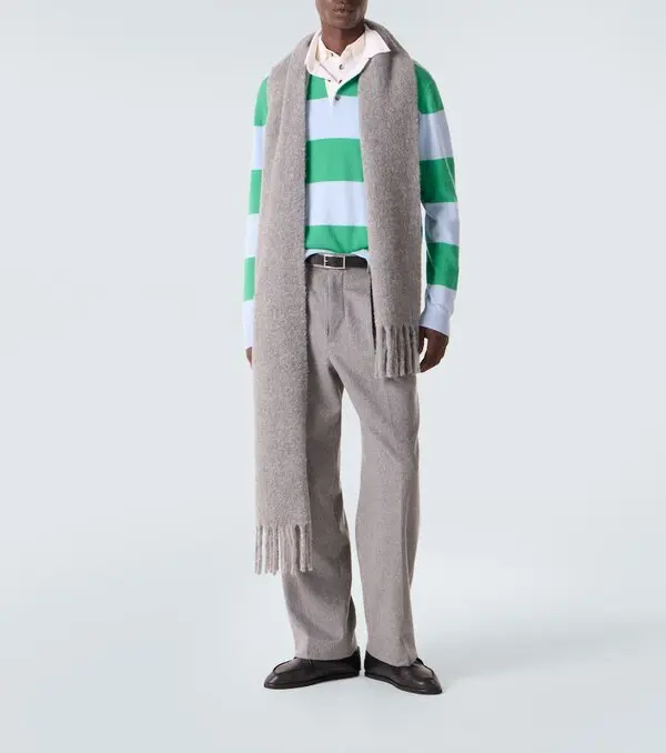 ALLUDE Striped Wool And Cashmere Polo Sweater - Blue