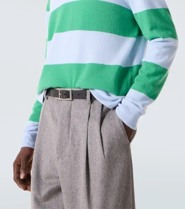 ALLUDE Striped Wool And Cashmere Polo Sweater - Blue