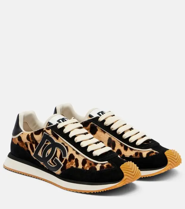 Dolce & Gabbana Dg Cushion Calf Hair And Suede Sneakers - Black