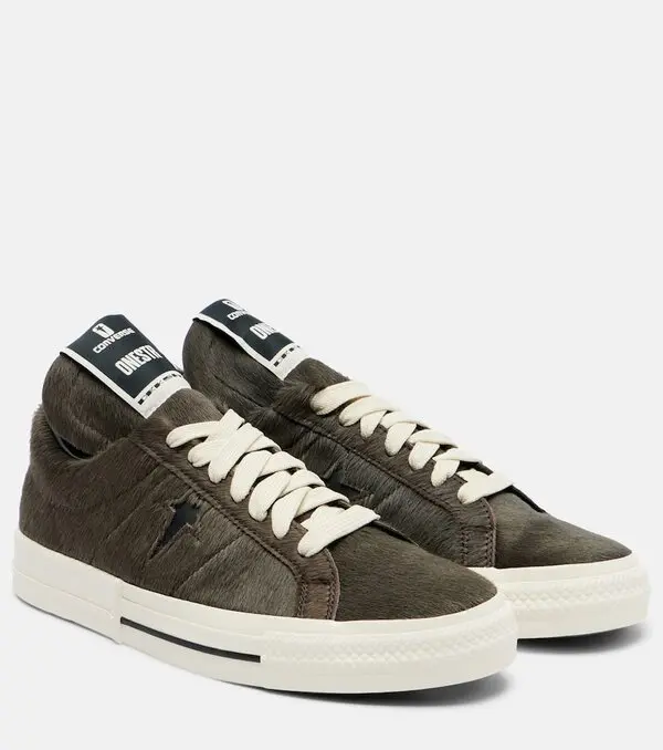 Rick Owens X Converse One Star Pro Ox Calf Hair Sneakers - Grey