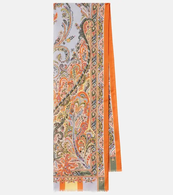 Etro Floral Wool And Silk Scarf - Multicoloured