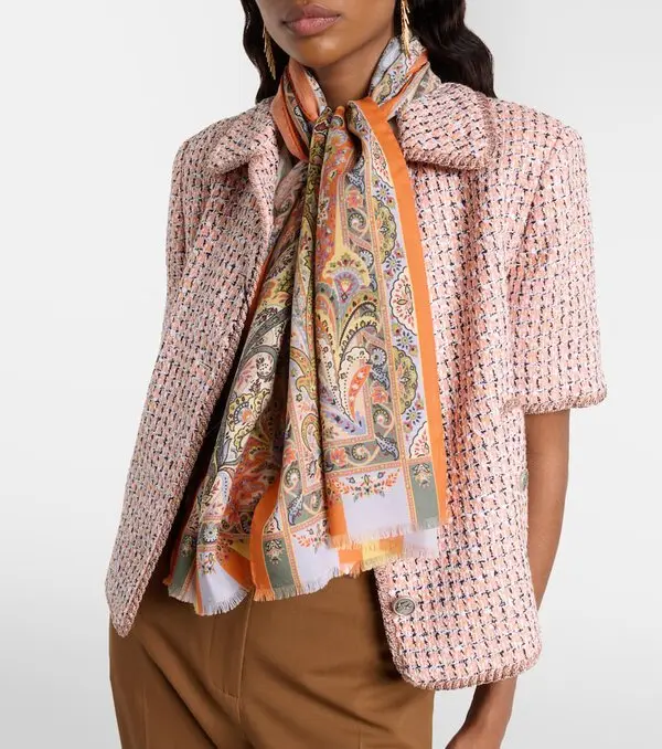 Etro Floral Wool And Silk Scarf - Multicoloured