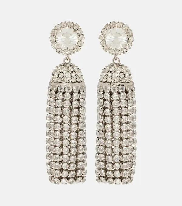 Rabanne Crystal-embellished Drop Earrings - Silver