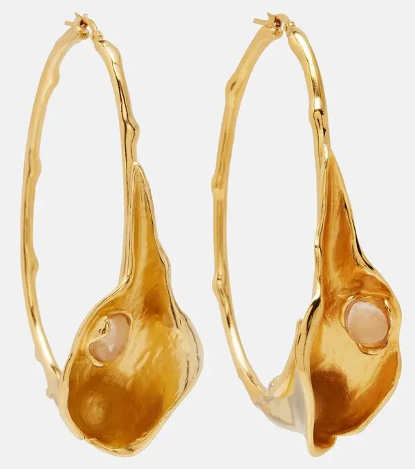 Chloé Embellished Hoop Earrings - Gold