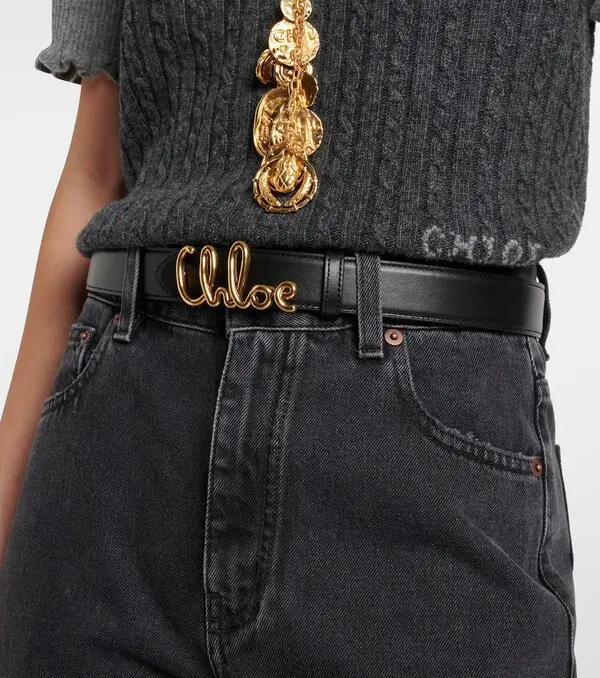 Chloé Iconic Embellished Leather Belt - Black