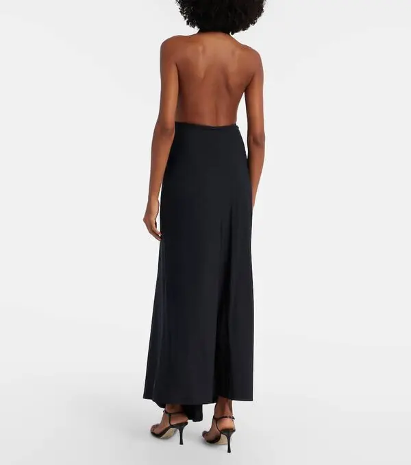 draped metallic jersey maxi dress Jluxlabel Women's Draped Metallic Maxi Dress main image 1