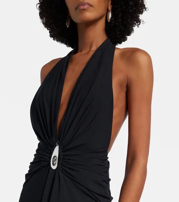 jersey fit and flare dresses Black Cotton Jersey Fit And Flare Dress main image 1