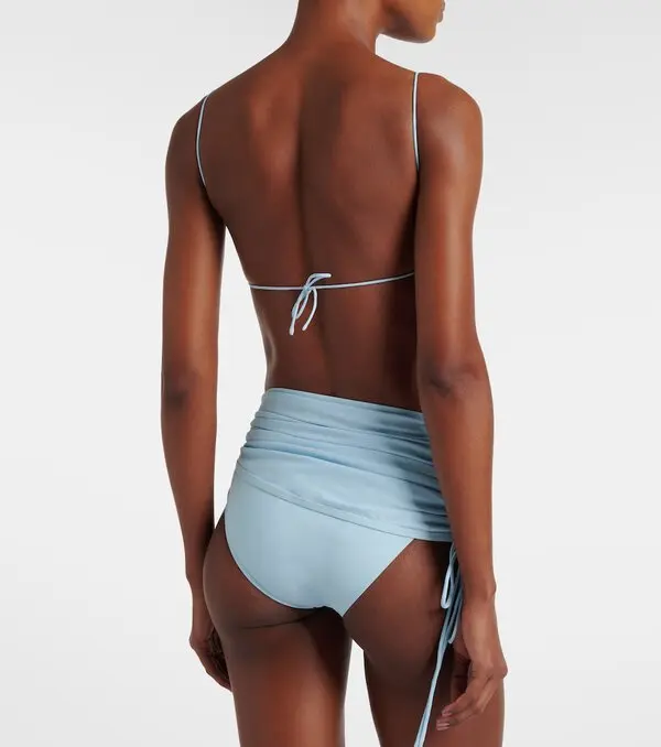 Christopher Esber Ring Detail Ruched Bikini Top - Blue