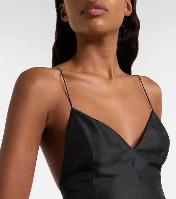 Khaite Colette Silk Organza Midi Dress - Black