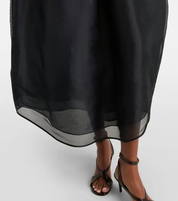 Khaite Colette Silk Organza Midi Dress - Black