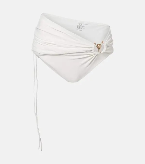 Christopher Esber Orbit Ruched Bikini Bottoms - White