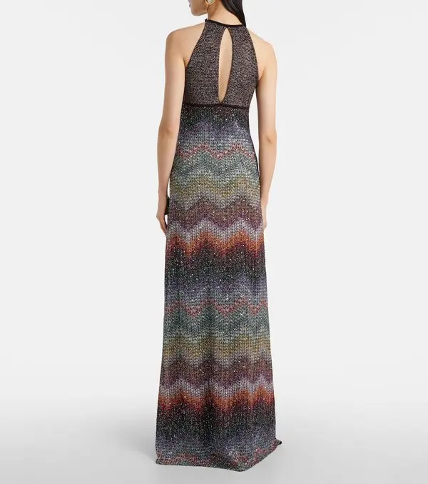 Missoni Zigzag Halterneck Lamé Maxi Dress