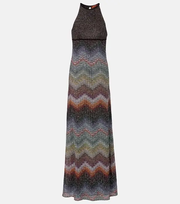 Missoni Zigzag Halterneck Lamé Maxi Dress - Multicoloured