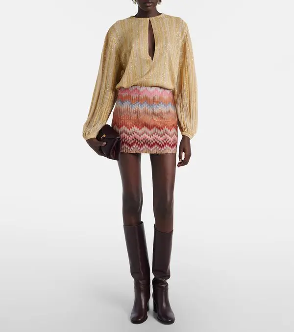 Missoni Zigzag Lamé Mini Skirt - Multicoloured