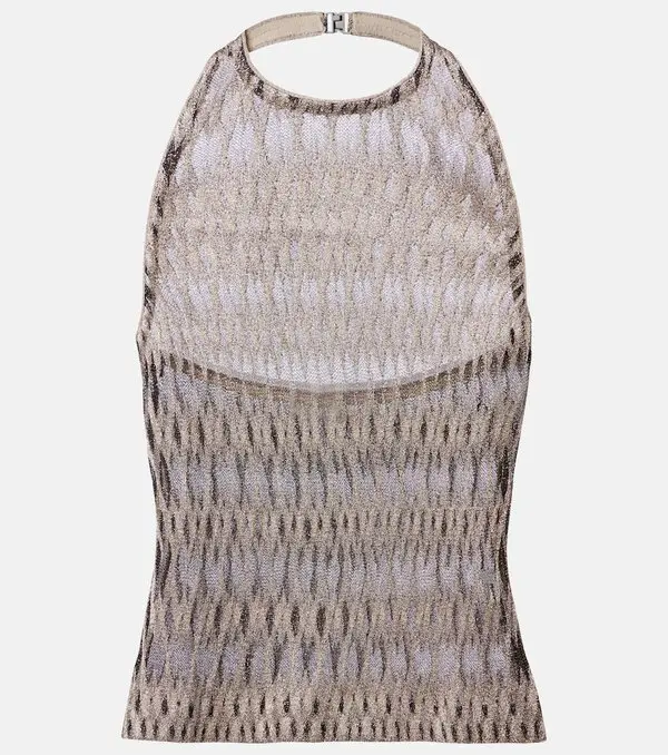 Missoni Halterneck Lamé Top - Beige