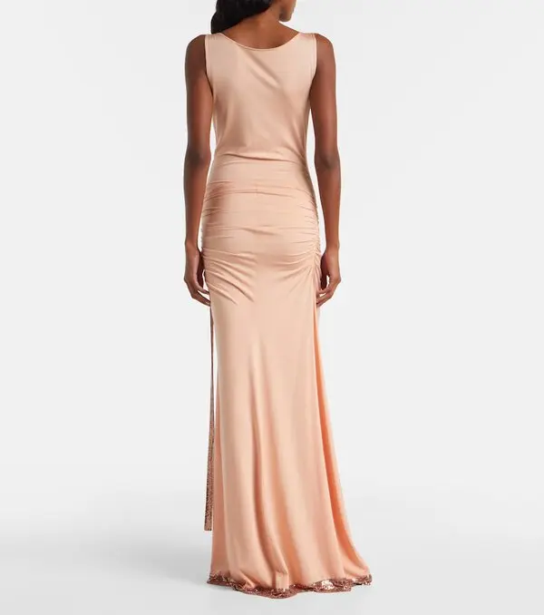 Rabanne Chainmail Satin Gathered Gown