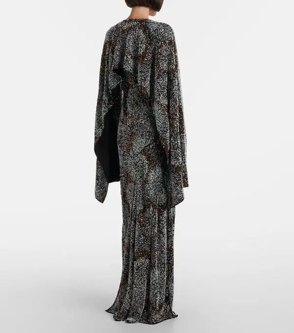 Rabanne Embellished Caped Gown