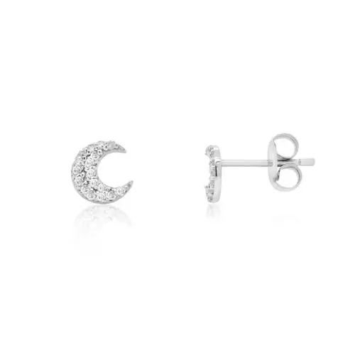 THE LOVERY FINE JEWELRY Diamond Moon Stud Earrings - White Gold