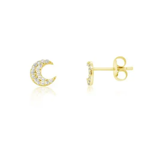 THE LOVERY FINE JEWELRY Diamond Moon Stud Earrings - Yellow Gold