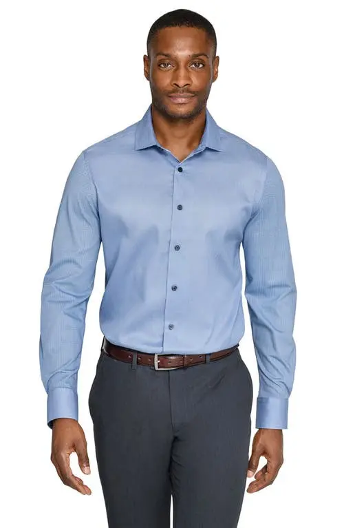 W.R.K Slim Fit Stripe Duo Reworked Cotton Dress Shirt - Navy/blue