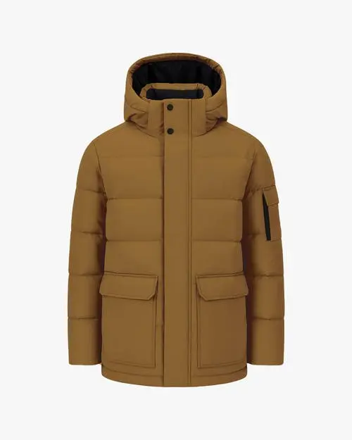 QUARTZ CO. Alexander | Hooded Recycled Down Winter Jacket - Camel