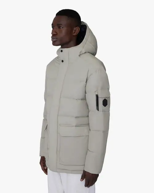 QUARTZ CO. Alexander Hooded Recycled Down Winter Jacket - Ice