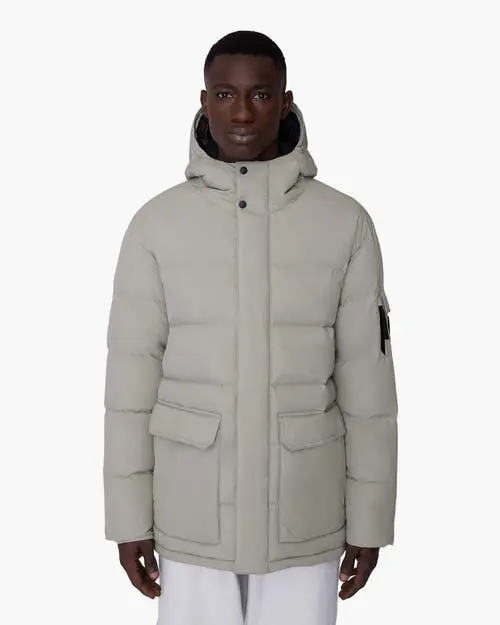 QUARTZ CO. Alexander Hooded Recycled Down Winter Jacket - Ice