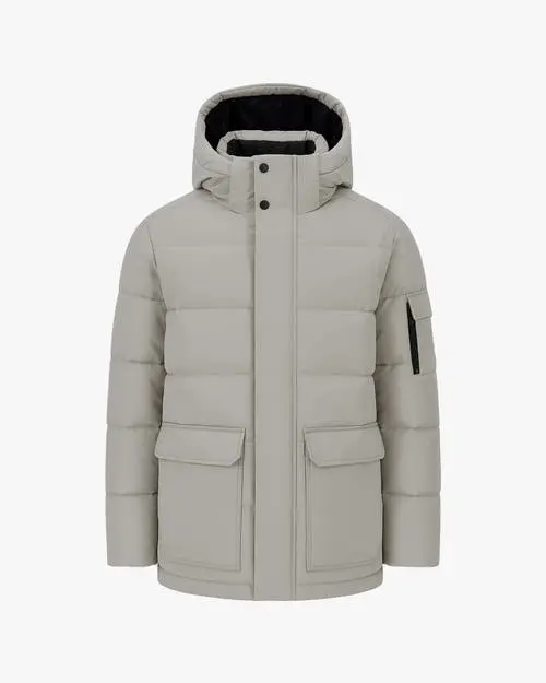 QUARTZ CO. Alexander | Hooded Recycled Down Winter Jacket - Ice