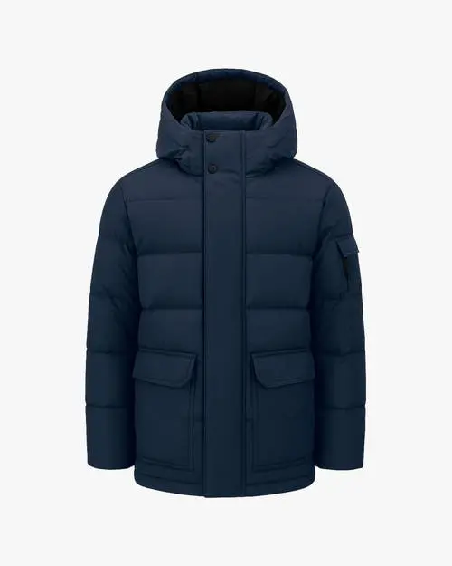 QUARTZ CO. Alexander Hooded Recycled Down Winter Jacket - True Navy