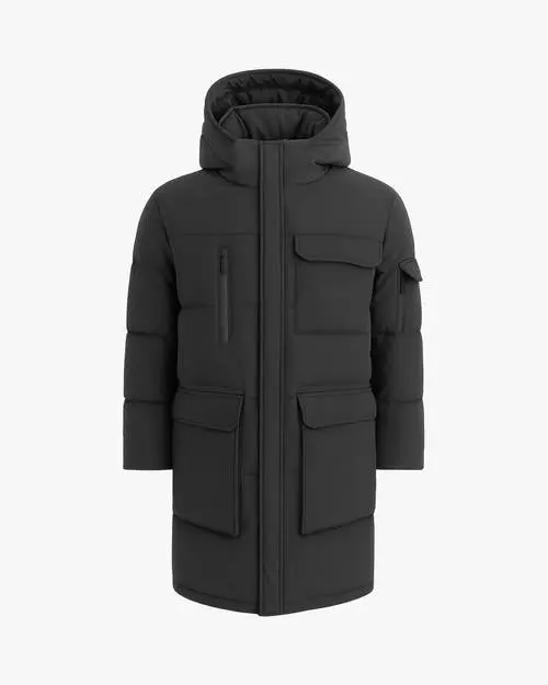QUARTZ CO. Compass Hooded Recycled Down Winter Jacket - Black