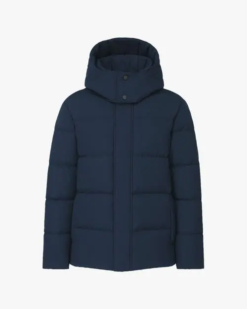 QUARTZ CO. Paige Hooded Down Winter Jacket - True Navy